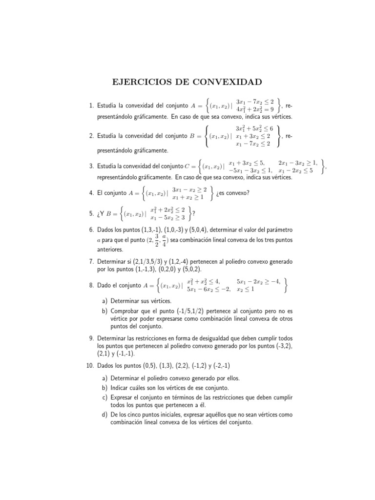Ejercicios de Convexidad | PDF