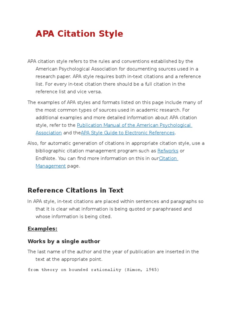 APA Citation Style | PDF | Citation | Apa Style