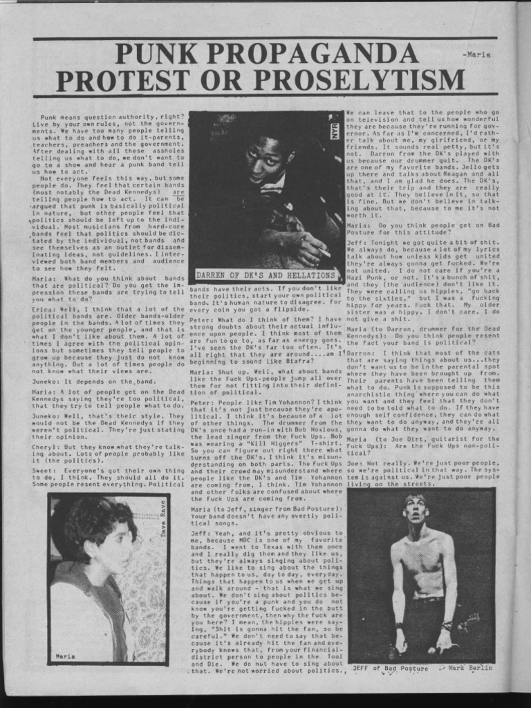 Punk Propaganda M.,. Protest or Proselytism | PDF | Punk Rock ...