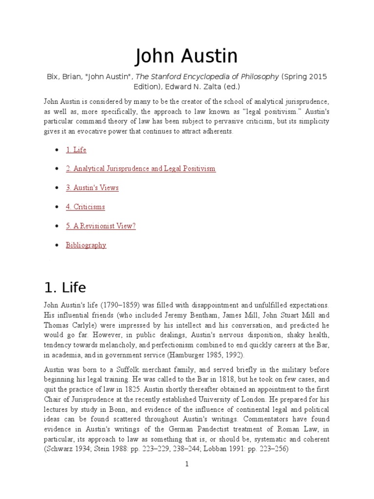 John Austin | PDF | Jurisprudence | Positivism