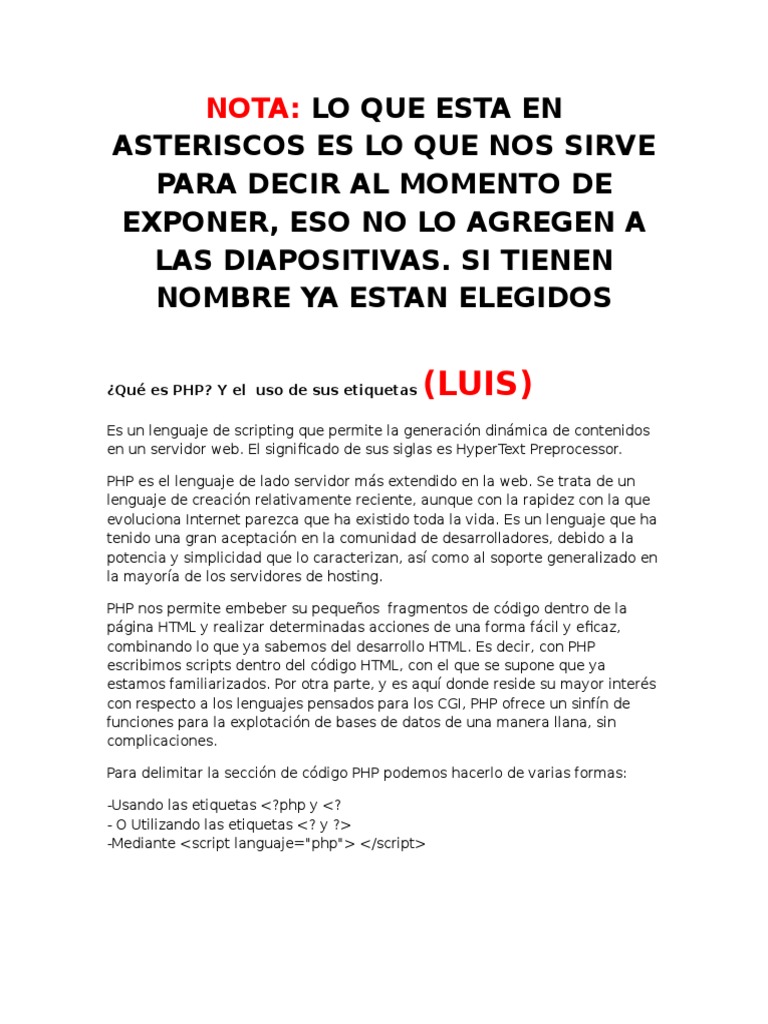 Resumen PHP | PDF | Php | Servidor web