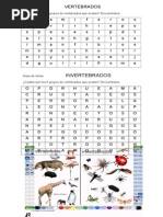 Sopa de letras: animales vertebrados e invertebrados | PDF | Organismos ...