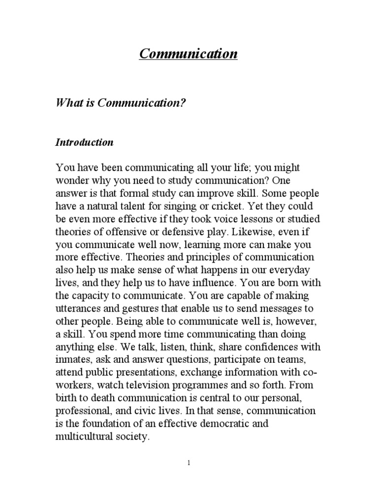 Communication | PDF | Intimate Relationships | Nonverbal Communication