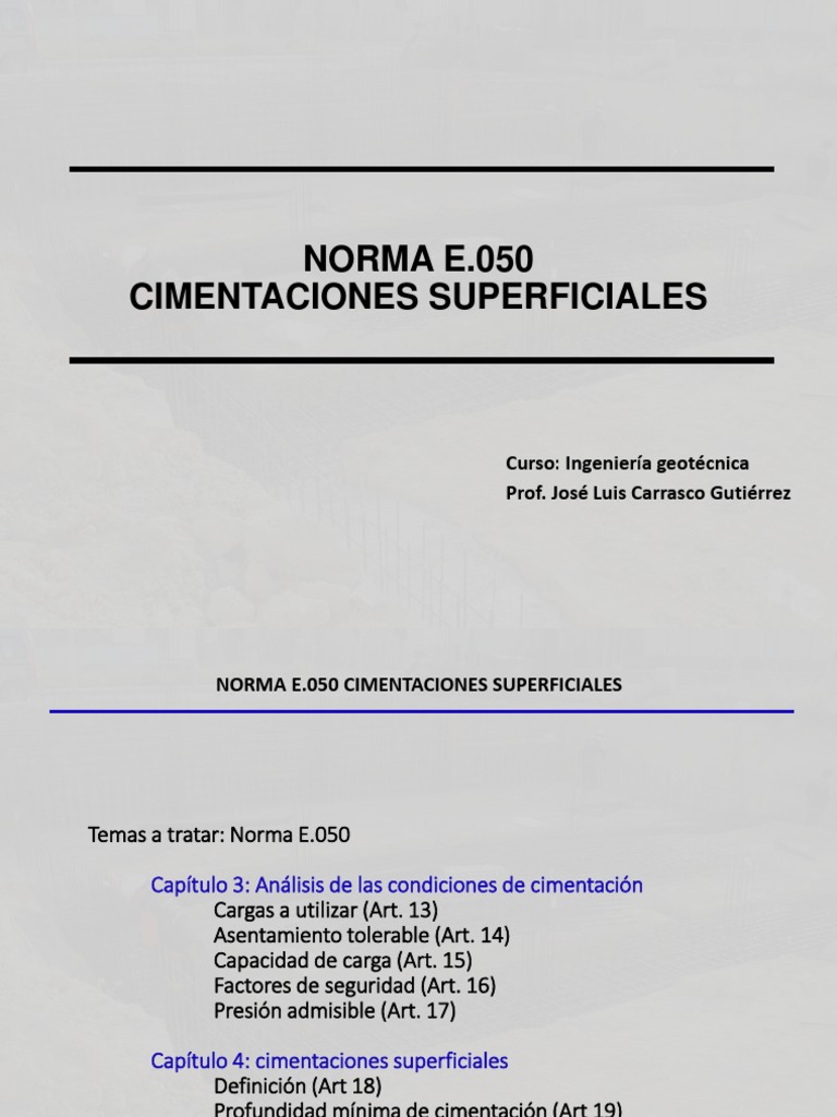Norma E.050: Cimentaciones Superficiales | PDF | Historia