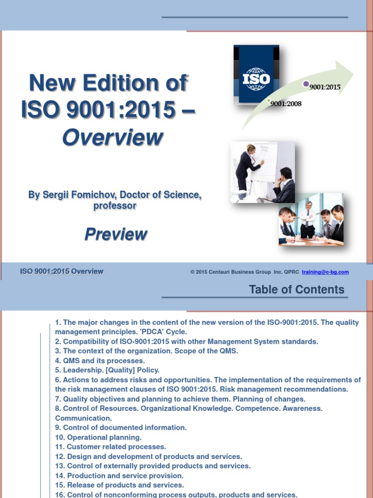 Iso 9001 2015 Overview Presentation For Training Preview Pdf