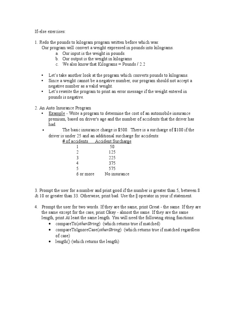 If-Else Exercises: Converting Values, Validating Input, and Recommending Daily Calories Based on ...