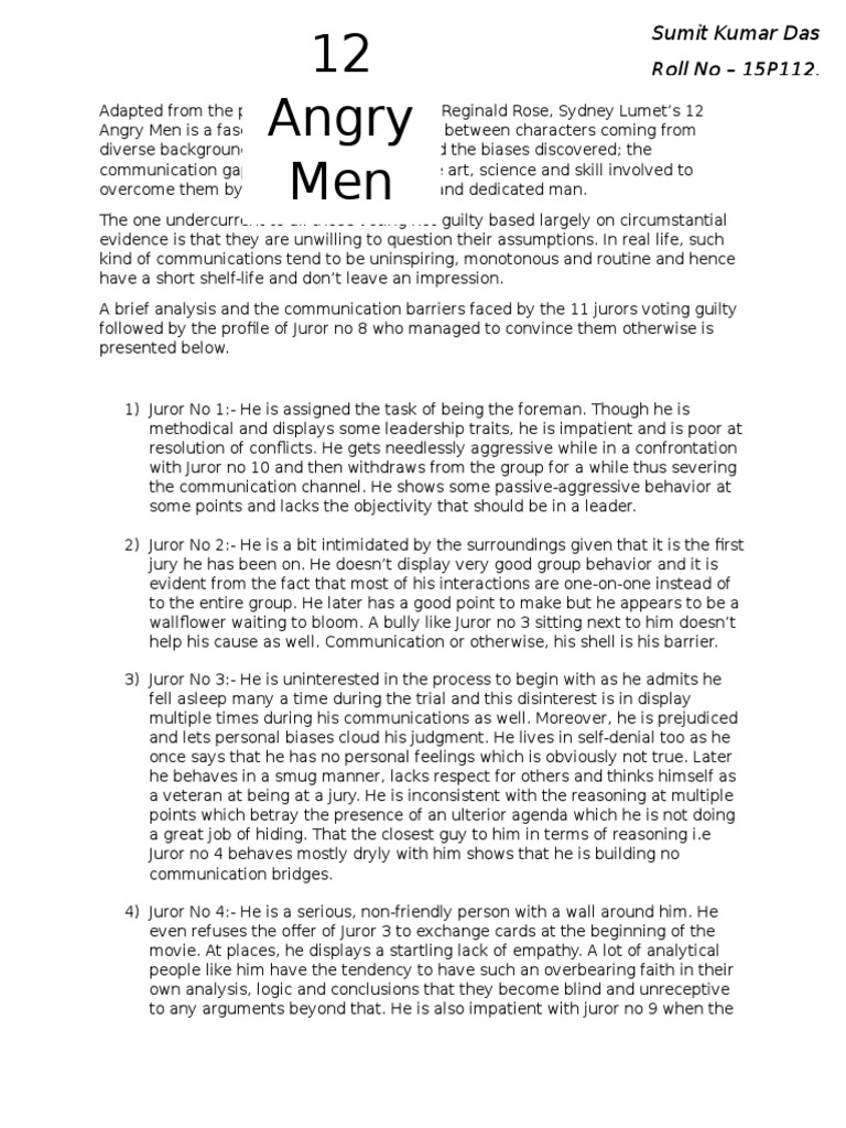 12 Angry Men Assignment - 1 | PDF | Science | Philosophical Science