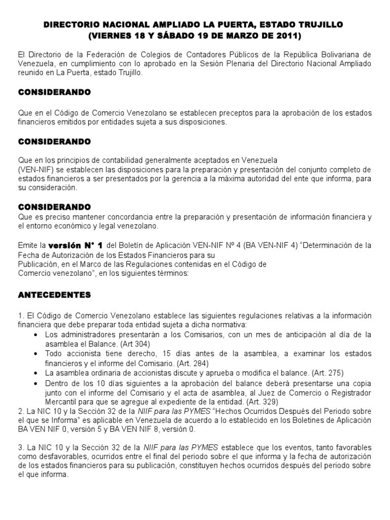 Ba Ven-Nif N°4 | PDF | normas internacionales de INFORMACION FINANCIERA ...