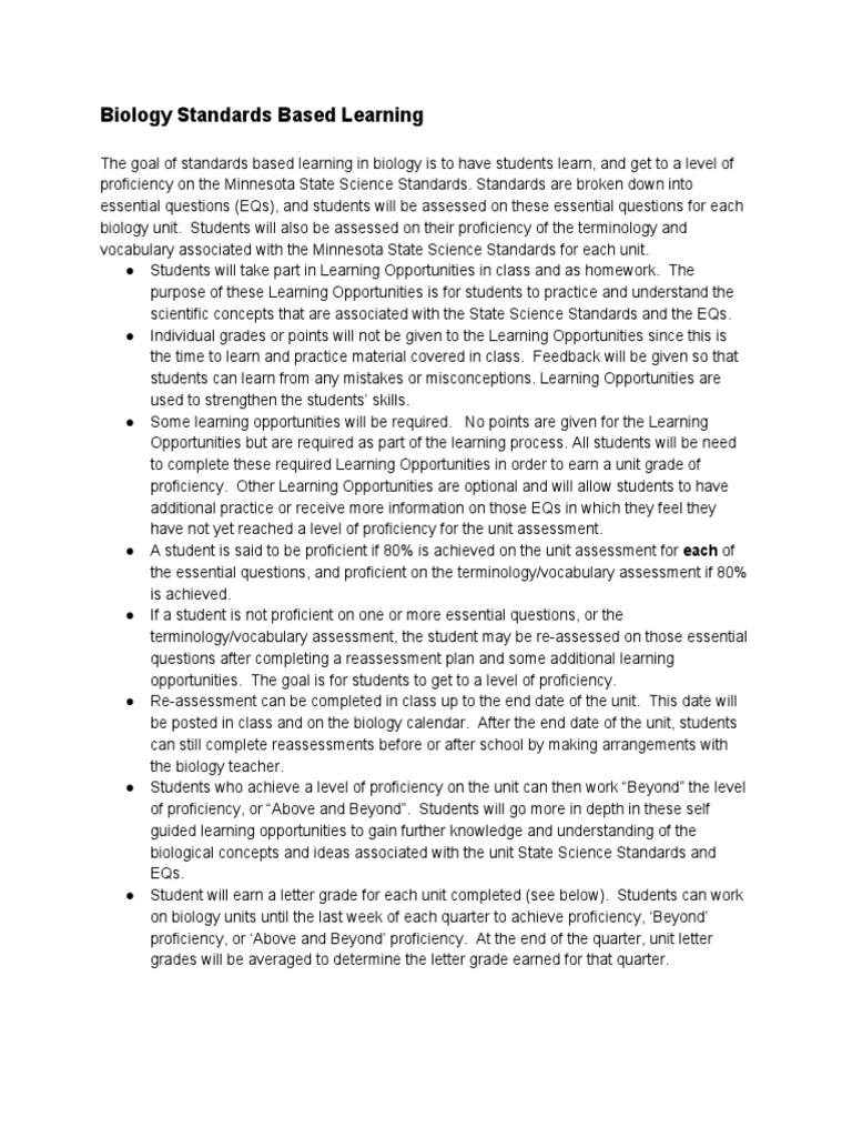 Biology Standards Based Learning | PDF | Grading (Education ...