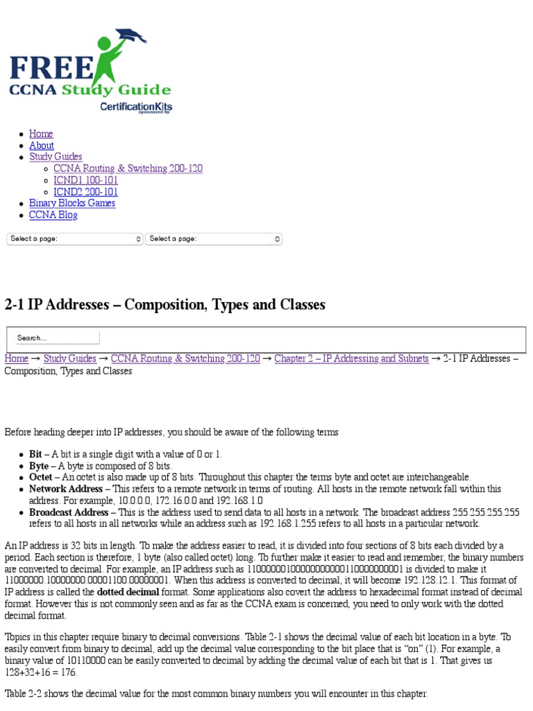 2-1 IP Addresses - Composition, Types and Classes - Free CCNA Study ...