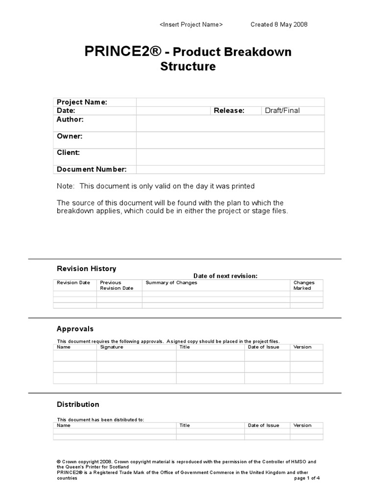 Product Breakdown Structure Template | PDF | Information Economics ...