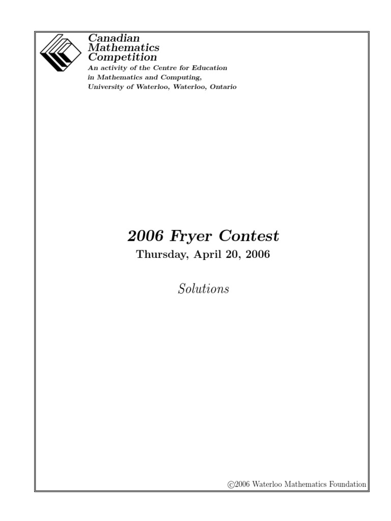 2006 Fryer Contest: Canadian Mathematics Competition | PDF | Triangle ...