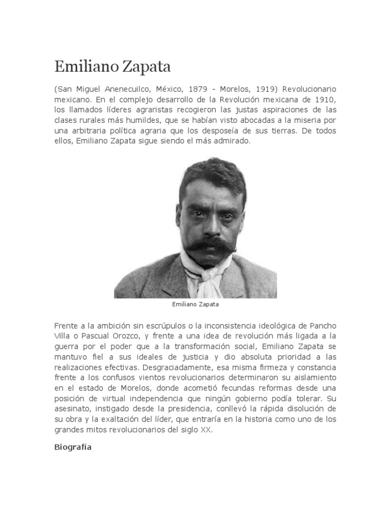 Biografia de Emiliano Zapata | PDF | Política