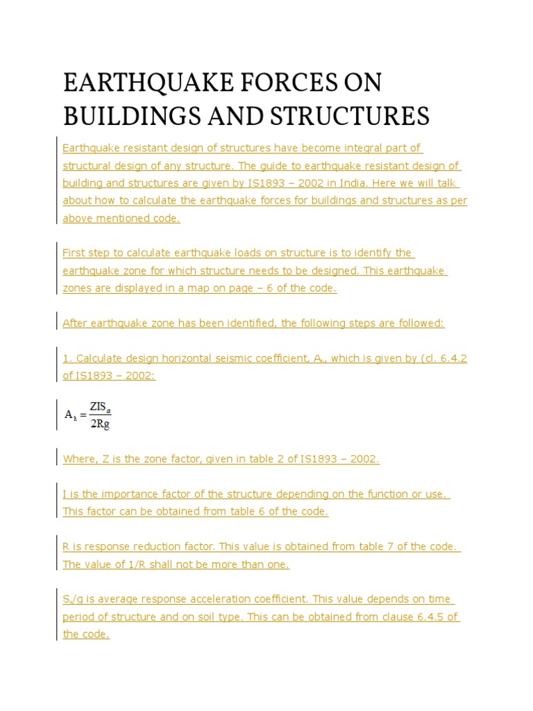 Calculate Earthquake Forces on Buildings and Structures | Earthquake ...