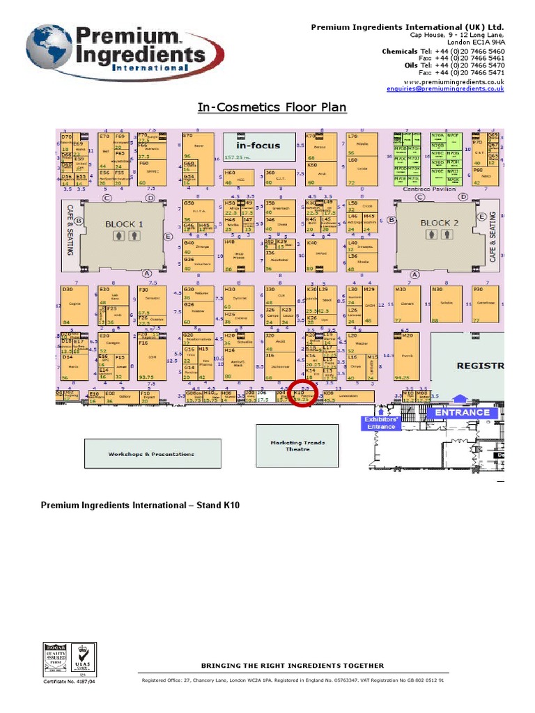 In-Cosmetics Floor Plan: Premium Ingredients International - Stand K10 ...