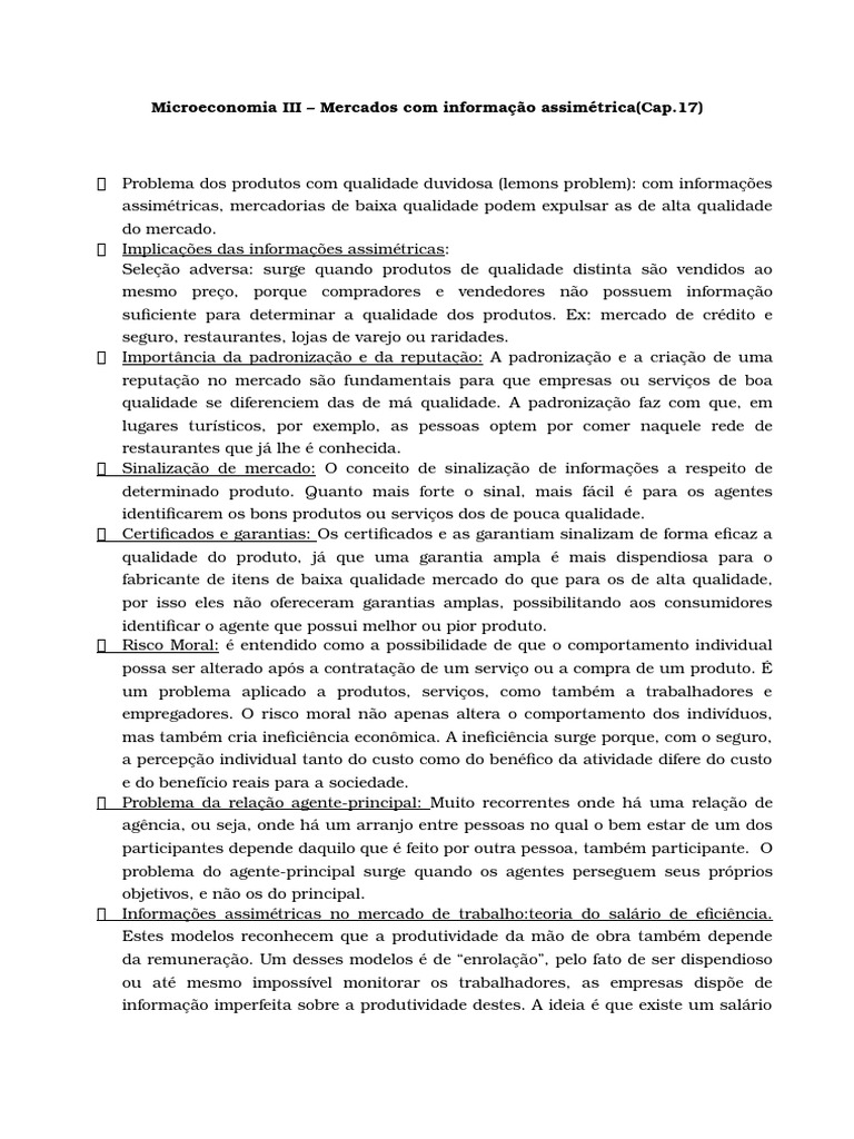 Micro III Cap.17 e 18 Pindick Resumo | PDF | Externalidade | Economia