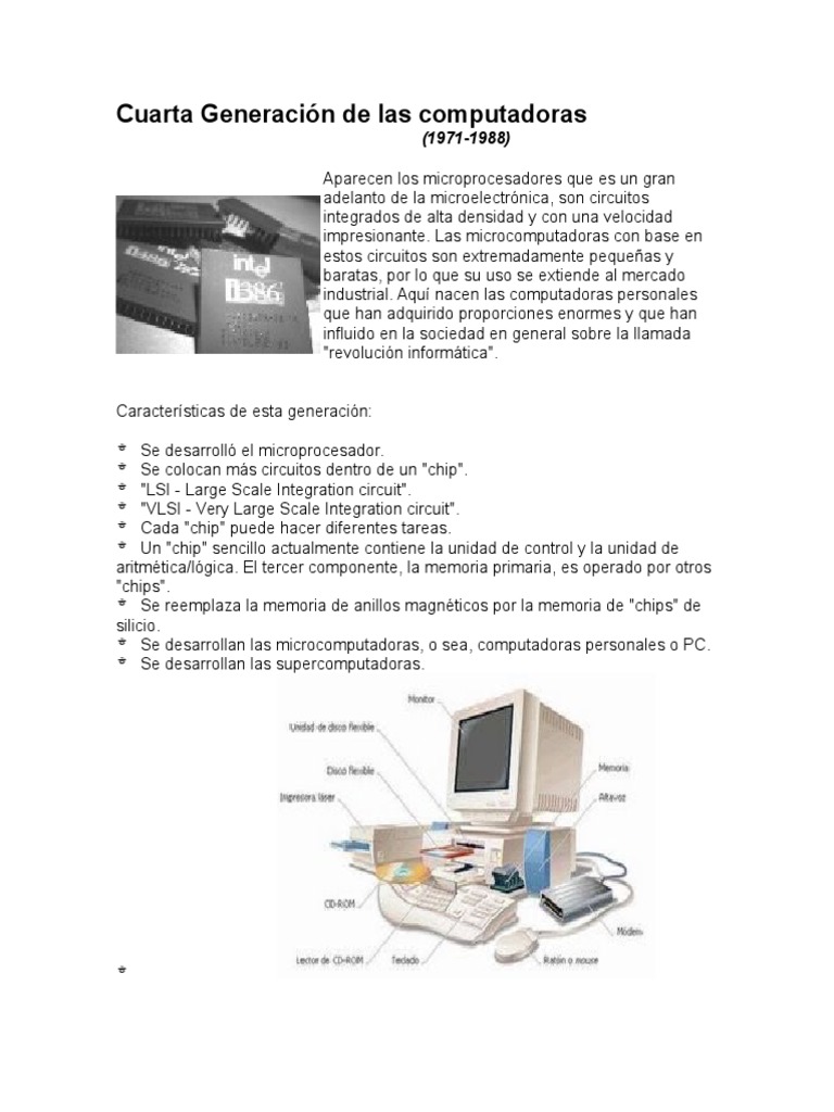 Cuarta Generacion de Computacion | PDF | Microprocesador | Circuito integrado