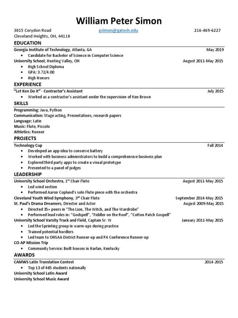 William Peter Simon - Computer Science Grad | PDF