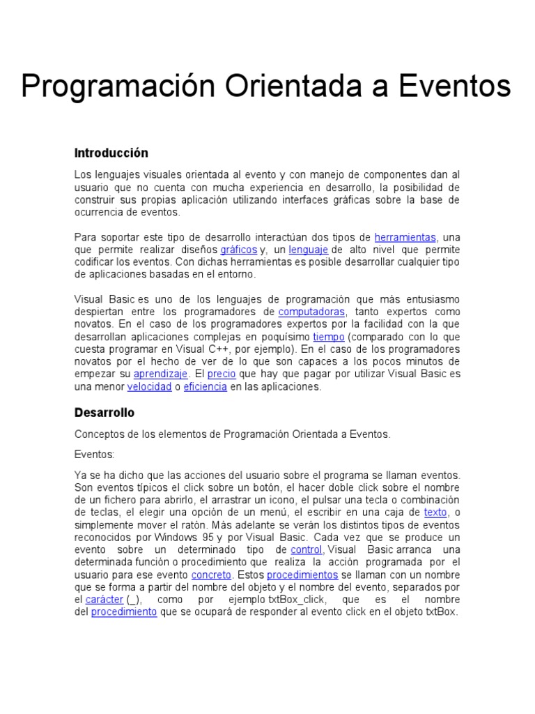 Programación en Visual Basic: Eventos y Controles | PDF | Objeto (informática) | Básico