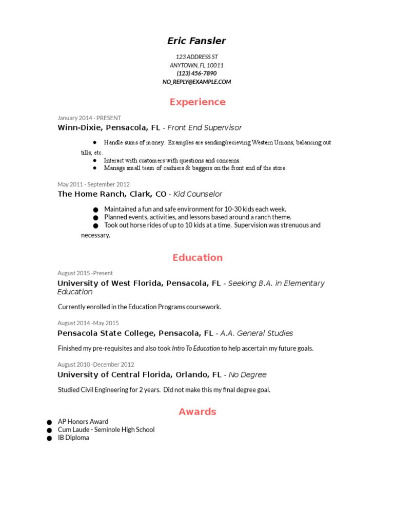 Eric Fansler's Professional Resume | PDF