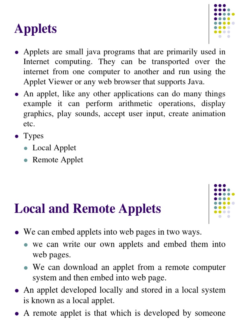 Applet & Event Handling PDF | PDF | World Wide Web | Internet & Web Applet & Event Handling PDF | PDF | World Wide Web | Internet & Web