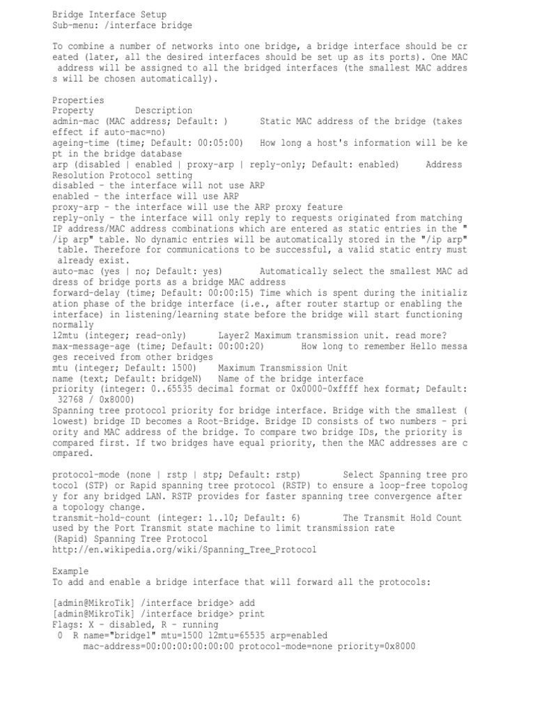 Mikrotik Interface Bridge | Download Free PDF | Data Transmission ...