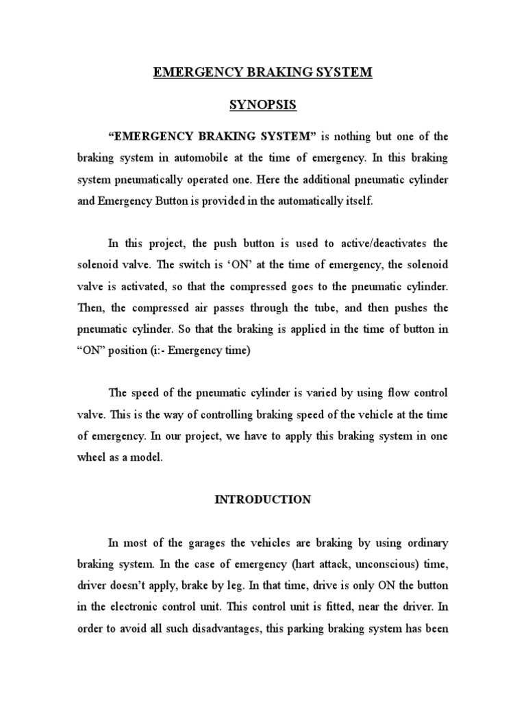 Emergency Braking System | PDF | Valve | Brake