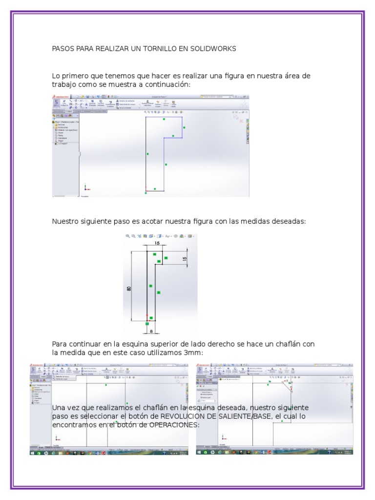 Pasos para Realizar Un Tornillo en Solidworks | PDF | Tornillo
