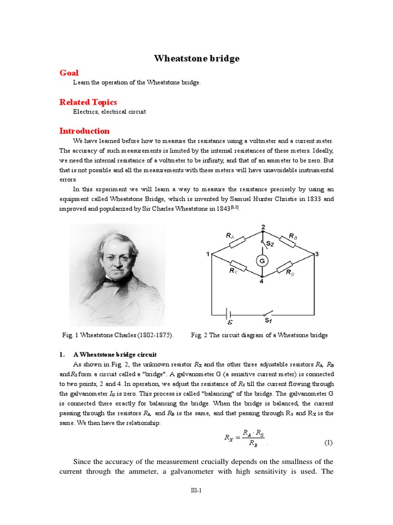 Wheatstone Bridge | PDF | Resistor | Electricity