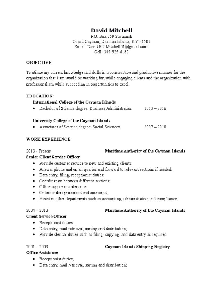 David Mitchell - Resume | PDF | Career & Growth | Finance & Money ...