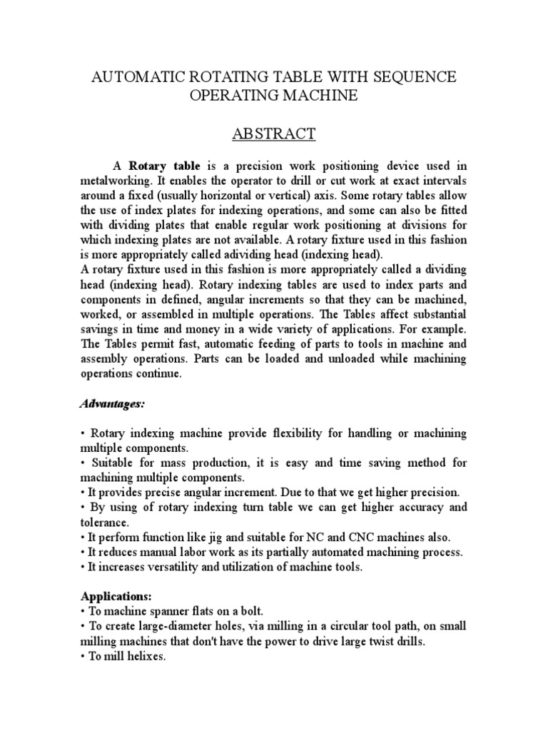 14.automatic Rotating Table With Sequence Operating Machine | PDF ...
