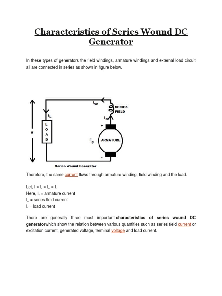 Characteristics of Series Wound DC Generator | PDF | Electric Generator ...