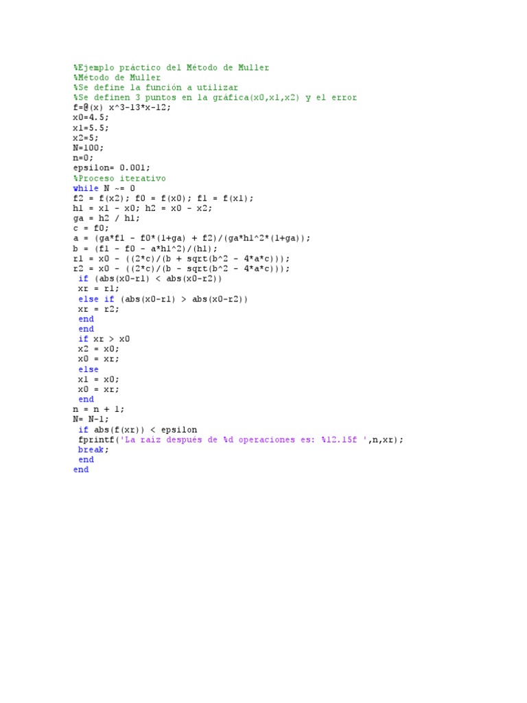Método de Muller: Ejemplo Práctico | PDF
