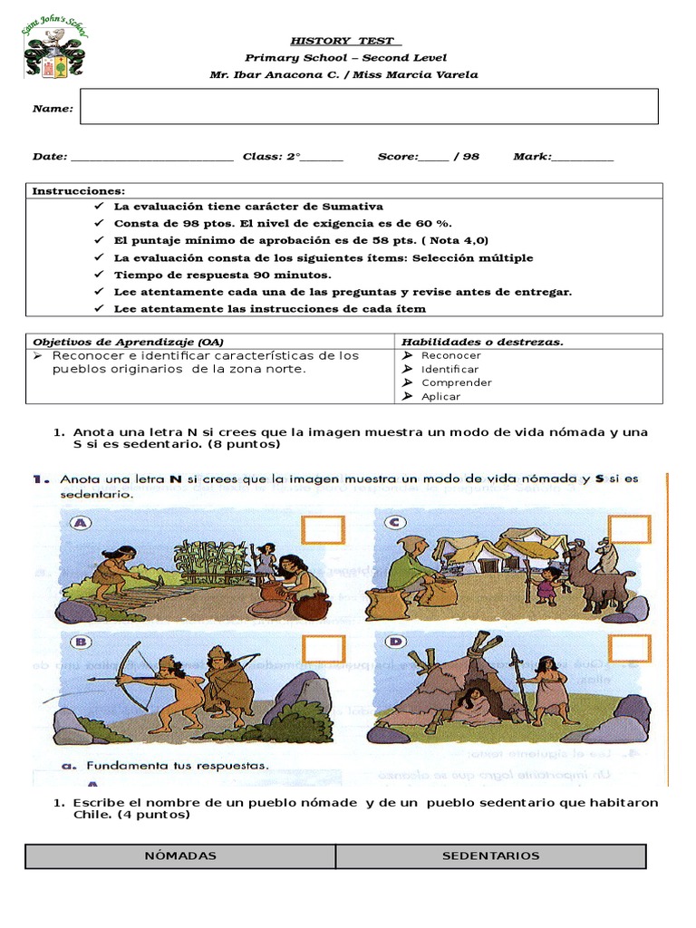 TEST History Pueblos Originarios | PDF | Grupos étnicos