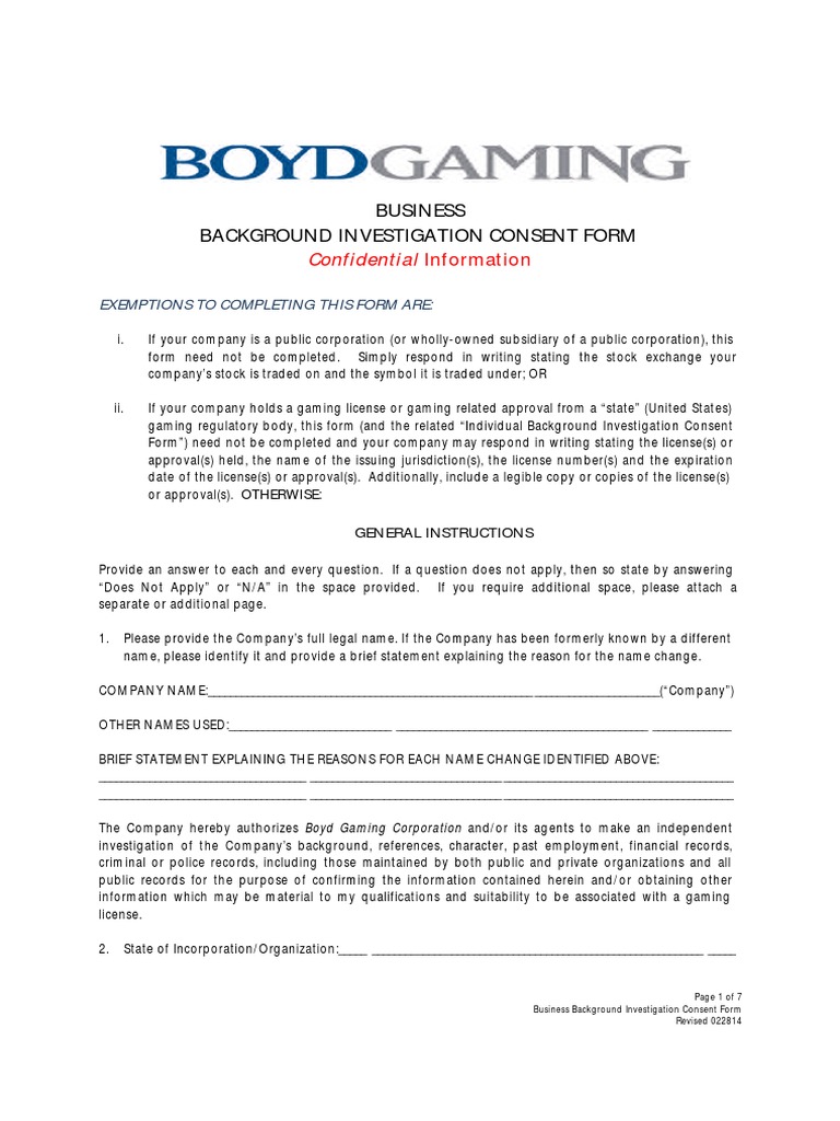 Business Background Investigation Consent Form: Confidential Information | PDF | Prejudice ...