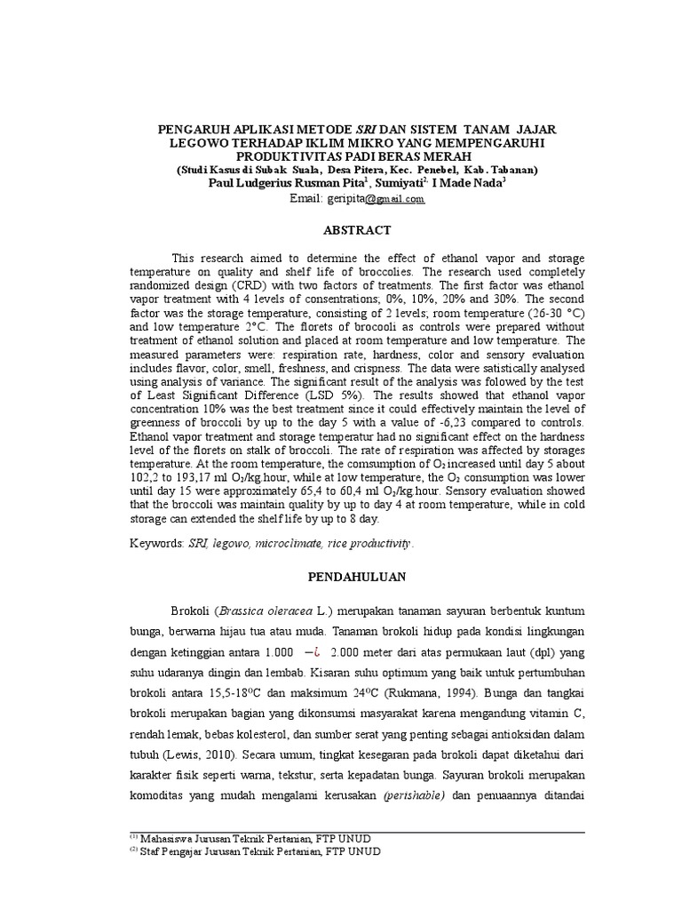 SRI dan Legowo: Pengaruh pada Padi | PDF