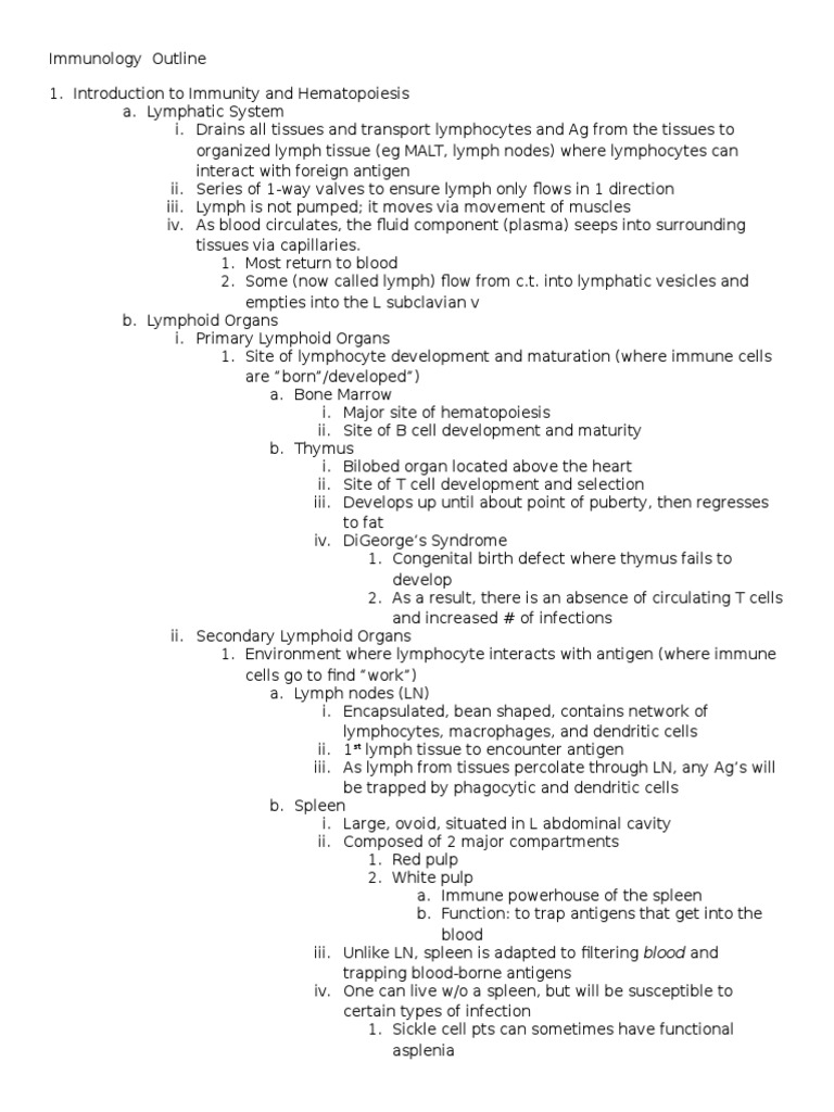 Immunology Outline | PDF | Antibody | T Cell