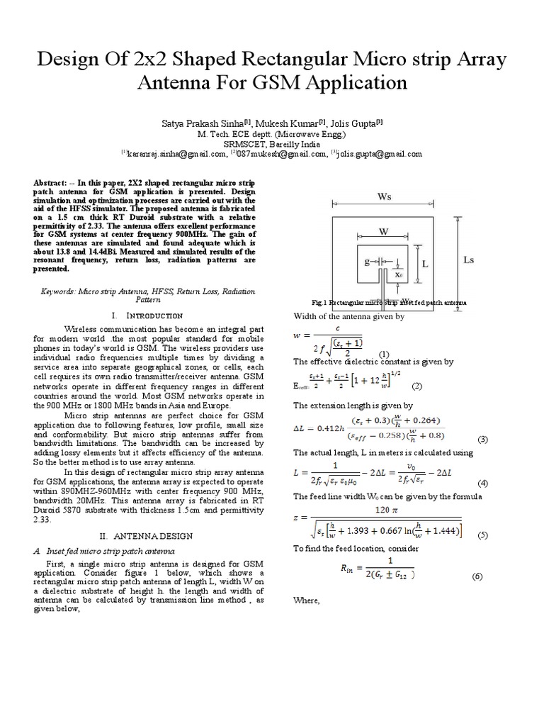 2x2 Patch Array Antenna | PDF | Antenna (Radio) | Electronics