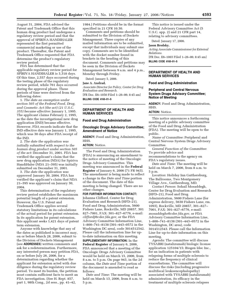 Notice: Human Drugs: Patent Extension Regulatory Review Period ...