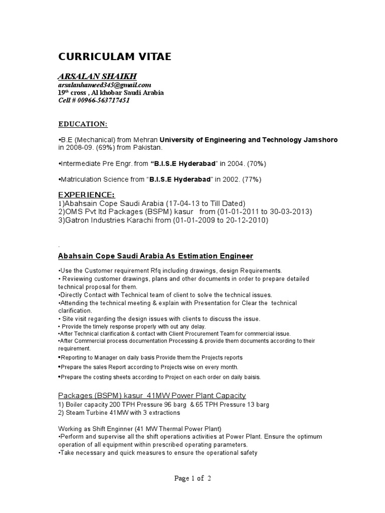 Estimation Engineer Pdf Power Station Engineer