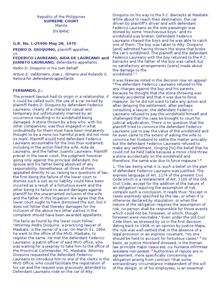 Dioquino v. Laureano, 33 SCRA 65 (1970) | PDF | Lawsuit | Legal Concepts