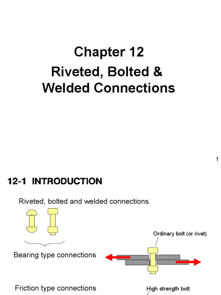 Riveted, Bolted & Welded Connections | PDF | Rivet | Screw