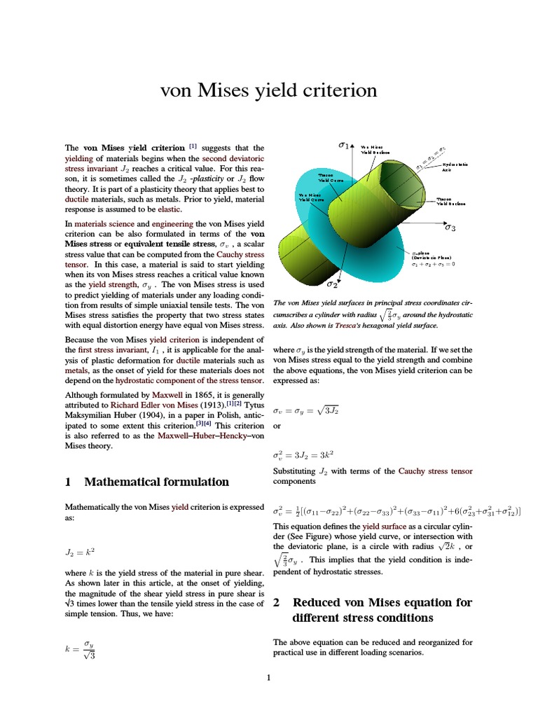 Von Mises Yield Criterion | Yield (Engineering) | Chemical Engineering