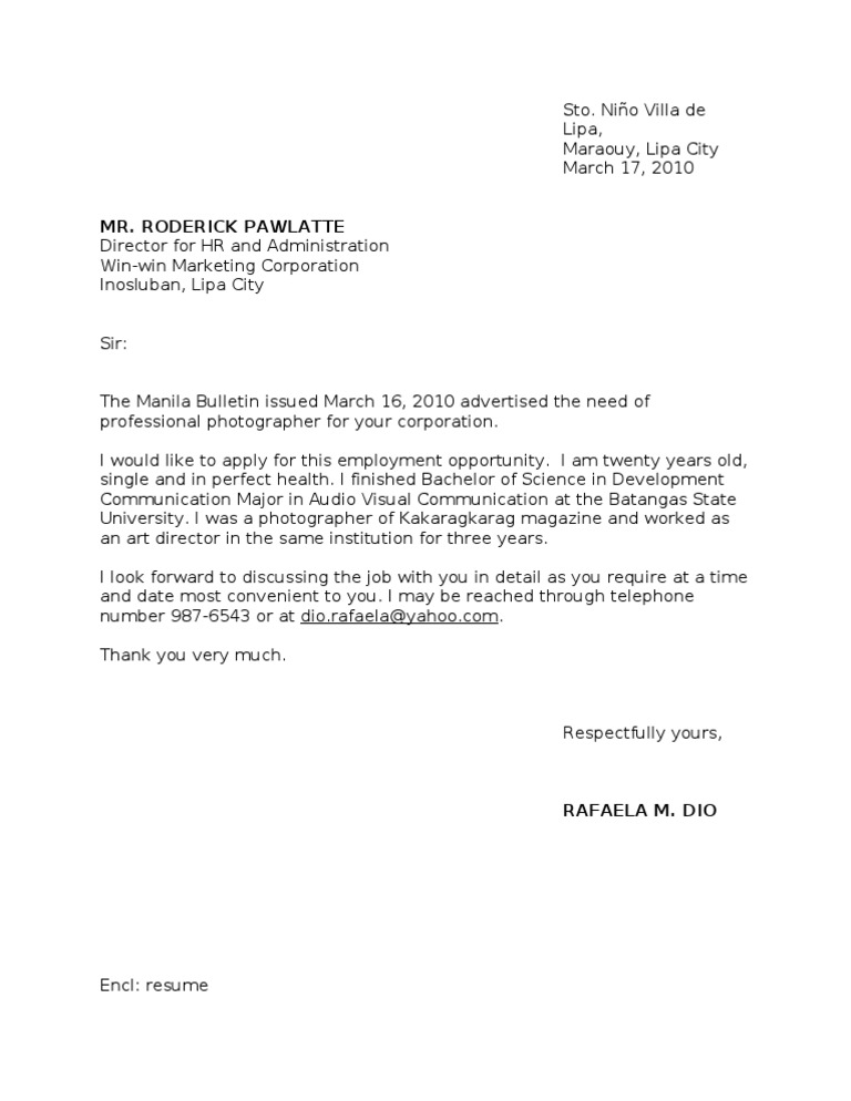 Sample Application Letter | PDF