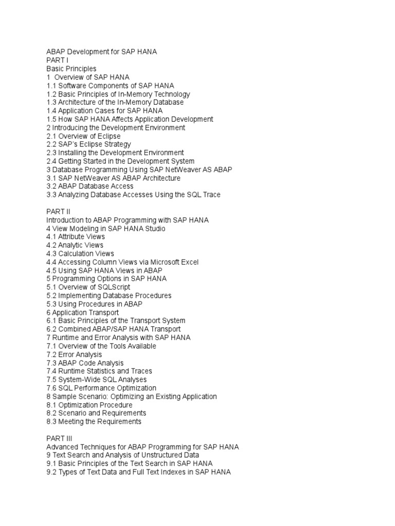 ABAP Development For SAP HANA | PDF | Sap Se | Databases