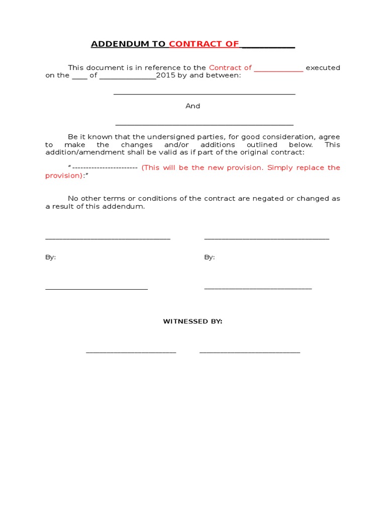 Addendum Template | PDF | Notary Public | Document