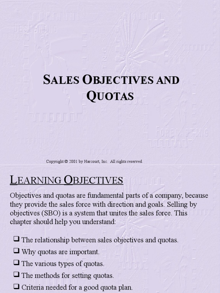 Chapter 07 Sales Objectives and Qoutas | PDF | Profit (Accounting) | Sales