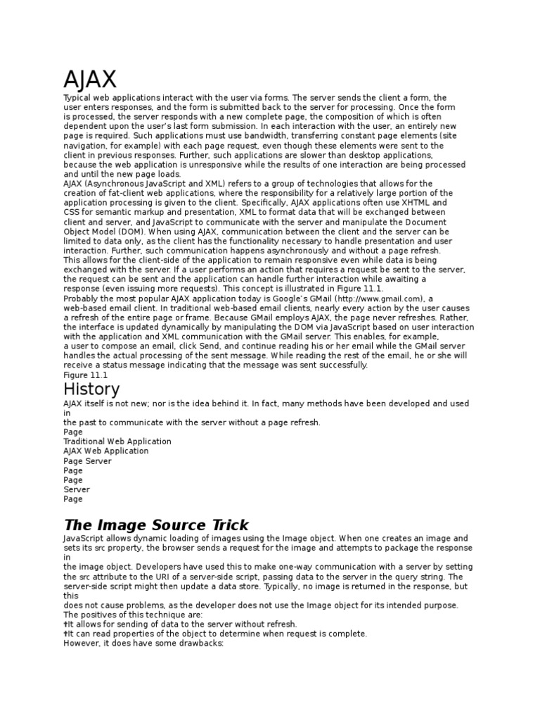 AJAX, Notes | PDF | Ajax (Programming) | Web Application AJAX, Notes | PDF | Ajax (Programming) | Web Application