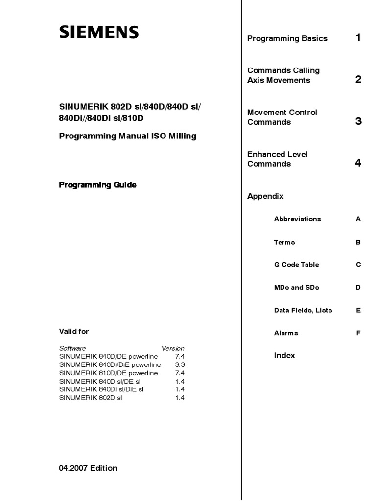 Grob Siemens840d Iso Manual Pdf Cartesian Coordinate System Subroutine