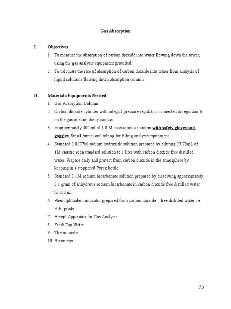 Gas Absorption Pdf Carbon Dioxide Gases